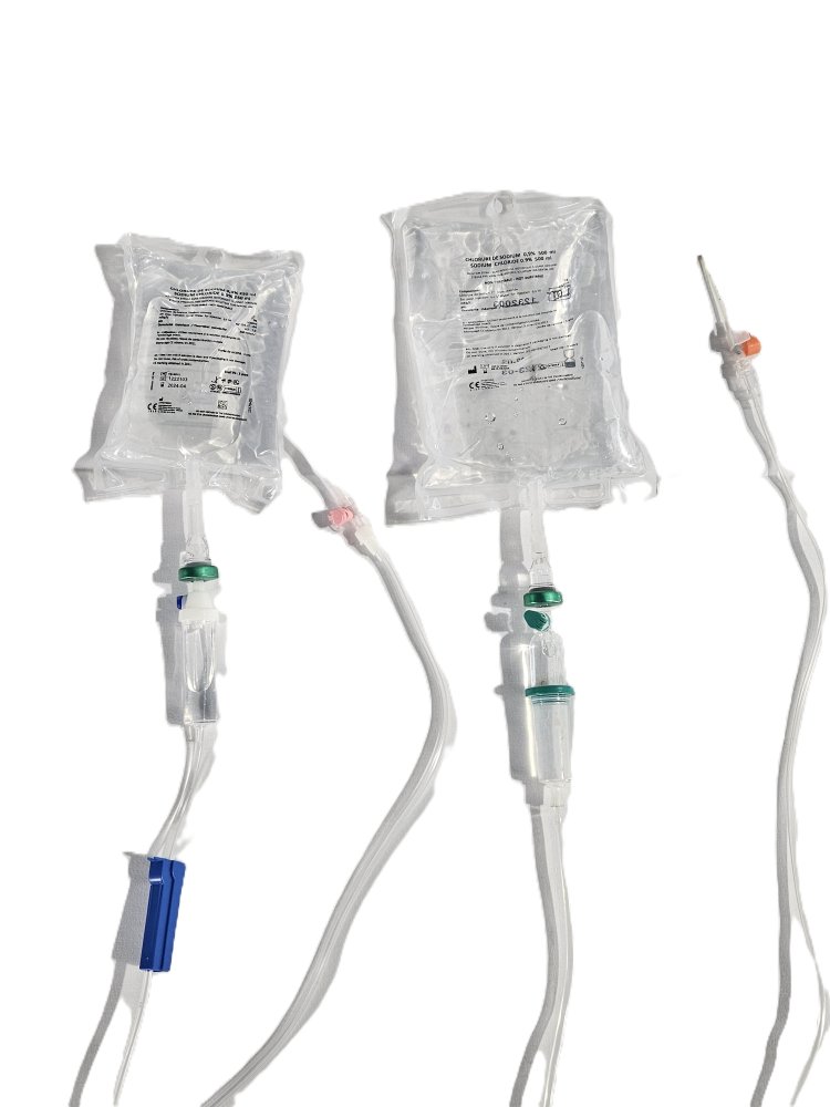 IV Saline Bags 500ml With Giving Set, Priced Individually | FILM MEDICAL