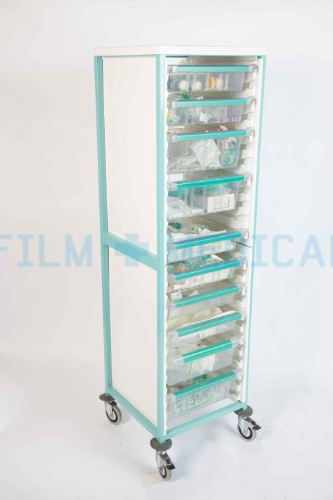 Care Tray Trolley High White and Green | FILM MEDICAL