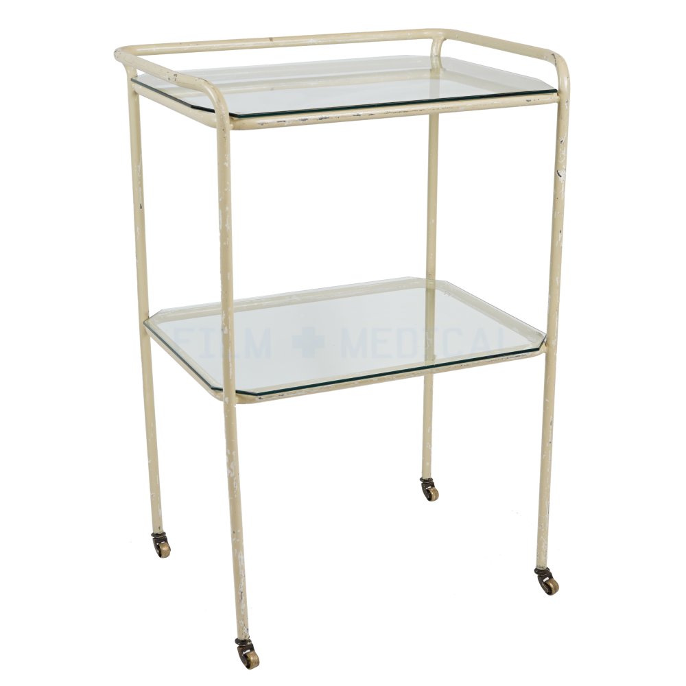 Period Rectangular Trolley With 2 Glass Shelves | FILM MEDICAL