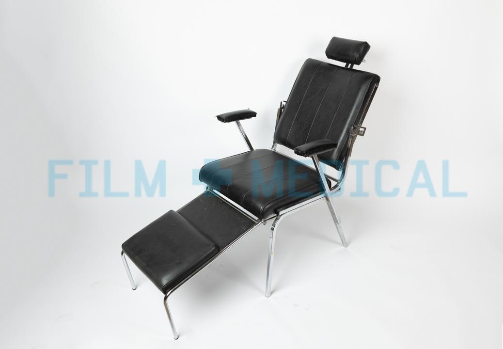 Chair with Head and Foot Rest in Black and Chrome | FILM MEDICAL
