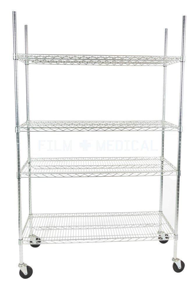 Metal 4 Tier Shelf on Wheels | FILM MEDICAL
