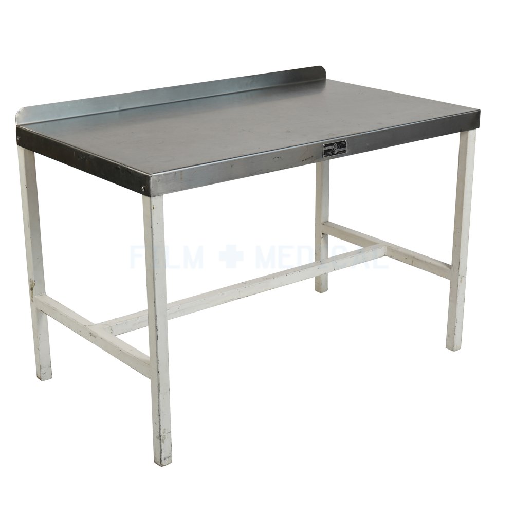 Steel Lab Table with White Legs | FILM MEDICAL