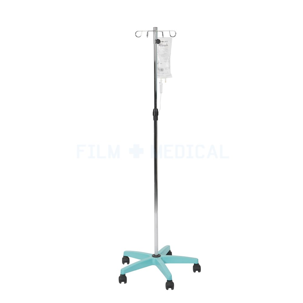 Light Turuoise Drip Stand With Iv Bag & Giving Set | FILM MEDICAL
